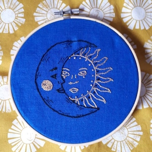 Digital PDF pattern Crescent Moon and Sun Hand Embroidery | Etsy