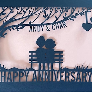 Anniversary Card Personalised Papercut Card, Wedding Anniversary ...