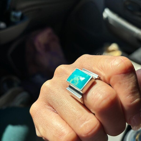 Beth Dutton Inspired Turquoise and Sterling Silver Large Statement Ring ...