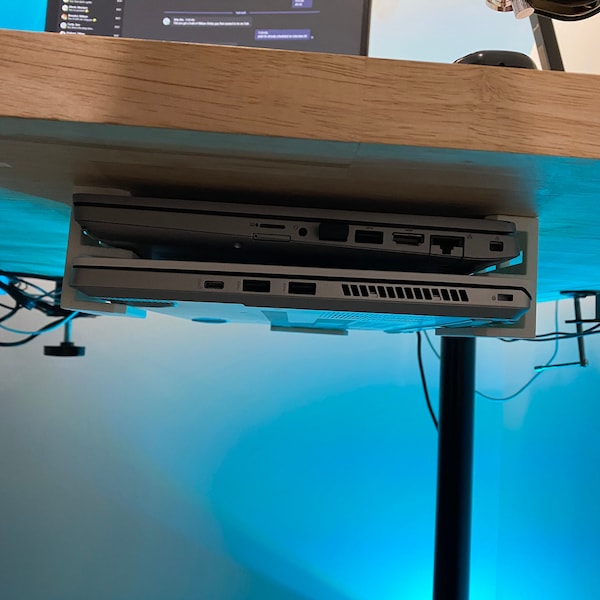 Under Desk Double Decker Laptop Holder Mount | Fits Double the Laptops ...