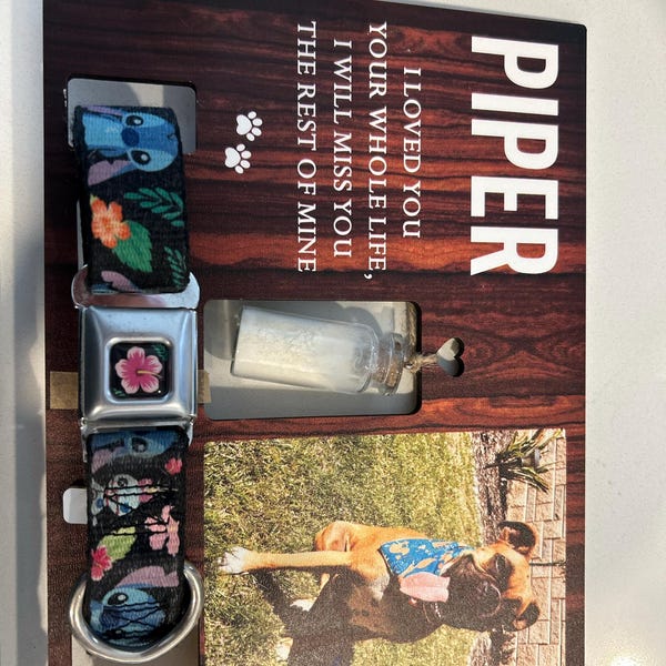 Pet Fur Keepsake, Dog Memorial Collar Frame With Photo, Pet Fur ...