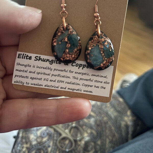 Genuine Shungite and 100% Copper EMF Protection Beaded Earrings ...