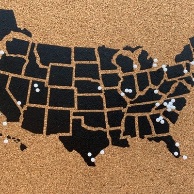 Push Pin Cork Travel Map of the United States - Etsy