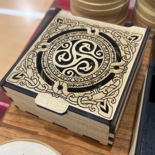 6 Celtic Coasters With Box 00135. Laser Cut Files SVG, PDF, DXF ...