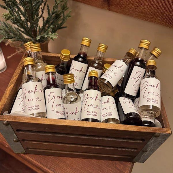 Drunk in Love Mini Shot Labels, Wedding Shot Bottle Labels, Drunk in ...