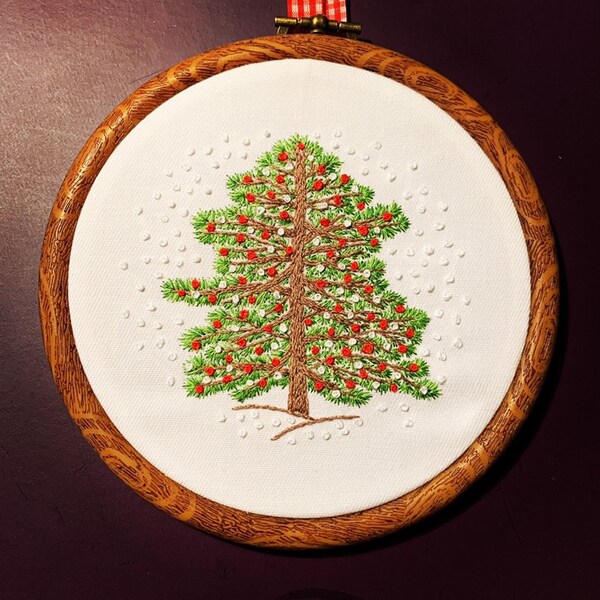 Christmas Tree Hand Embroidery Kit - Winter Christmas Embroidery ...