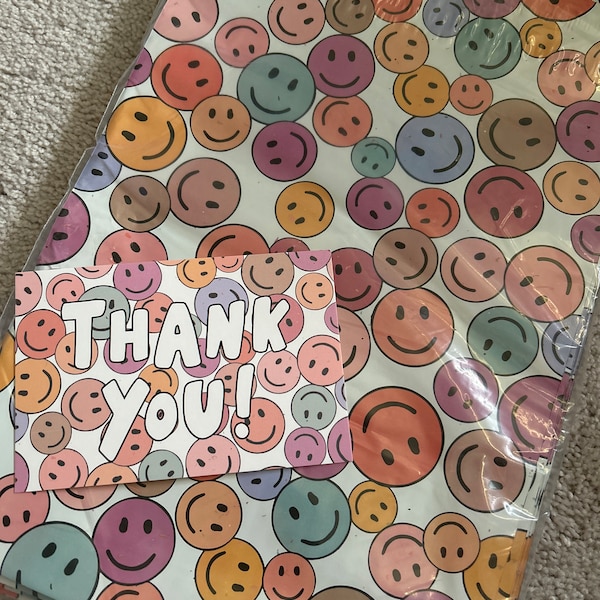50-100ct BE HAPPY Happy Face Insert Cards, Small Business Thank You ...