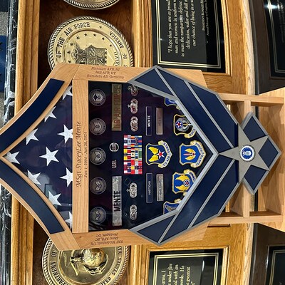 Military Retirement Shadow Box, American Flag and Certificate Wood Case ...