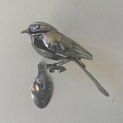 Cutlery Bird, Bird Figurine, Upcycled Silverware, Spoon Bird, Bird Made ...