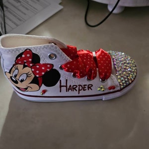Minnie Mouse Bling Shoes, Minnie Mouse Red Sneakers Shoes, Minnie Mouse ...