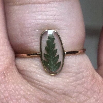 Fern Ring, Plant Ring, Botanical Ring, Pressed Fern Ring, Gold Fern ...