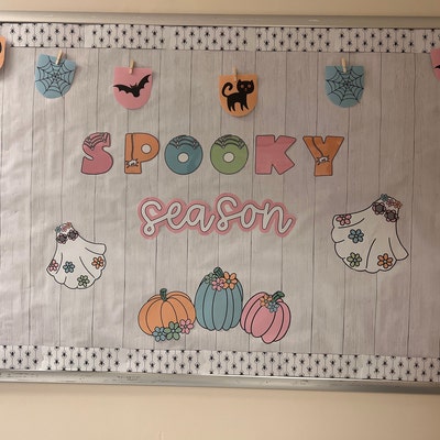 Halloween Bulletin Board Kit Classroom Decor Retro - Etsy