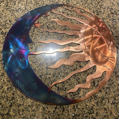 Sun and Moon Metal Wall Art Indoor Covered Outdoor Celestial Patio or ...