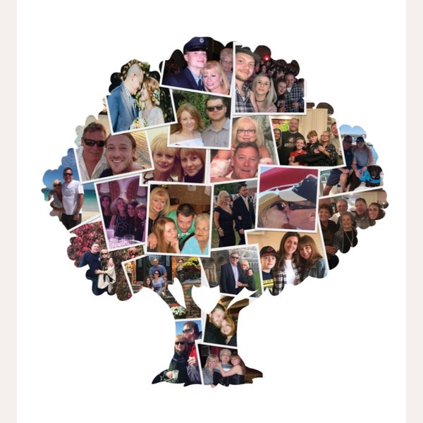 Tree Shape Photo Collage Template, Modern Genealogy Photo Frame, Gift ...