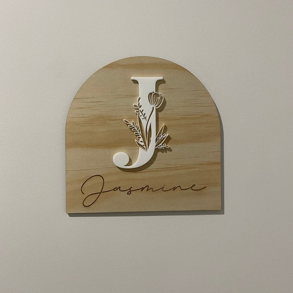 Wooden Floral Initial Arch Plaque - Etsy