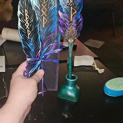 Magic Bird Wing,custom Fountain Pen,grimoire,leather Pen,quill Dip Pen ...