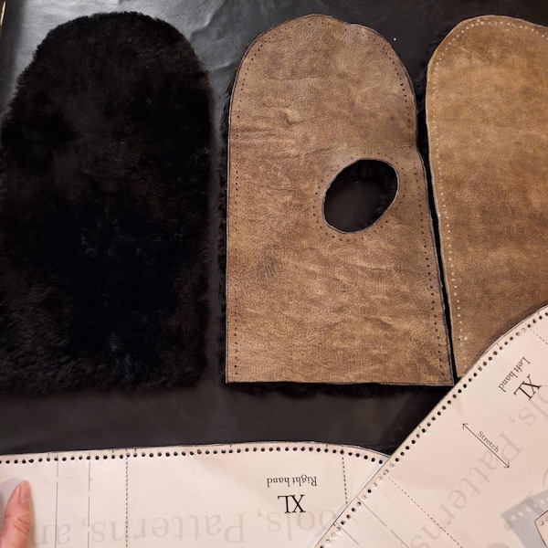 DIY Style Sheepskin Mitten Patterns Leathercraft Kit Patterns and ...
