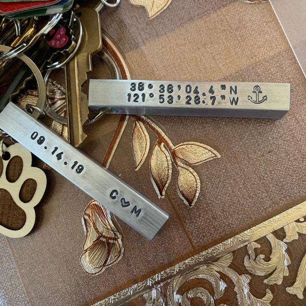 Custom Keyring, GPS Coordinates Keychain, Personalised Keychain, Custom ...