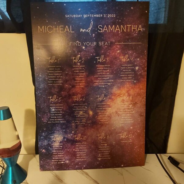 Starry Night Wedding Seating Chart, Night Sky Seating Chart, Guest List ...