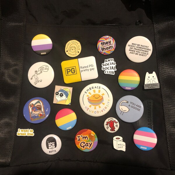 Pin Badge, 45mm Button Badge, You Rock Badge, Illustration Badge ...