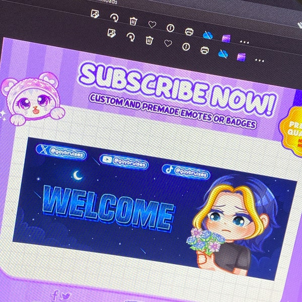 Custom Chibi Cute Banner or Header for Social Media / Twitch Banner ...