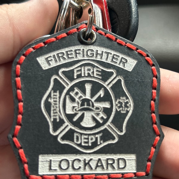 Custom Leather Firefighter Helmet Shield Keychain. - Etsy
