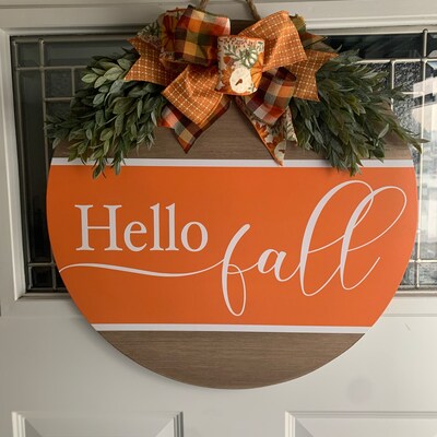 Hello Fall Door Hanger Fall Decor Front Door Decor Fall - Etsy