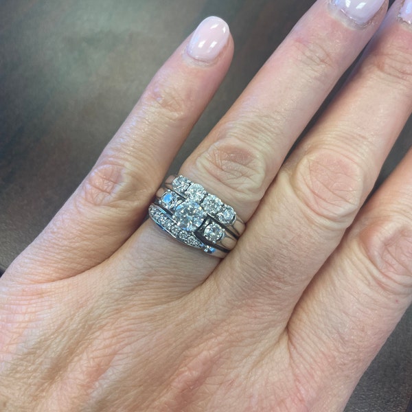 Vintage Engagement Ring, Stacking Band, 1.50ct Diamond, Art Deco ...