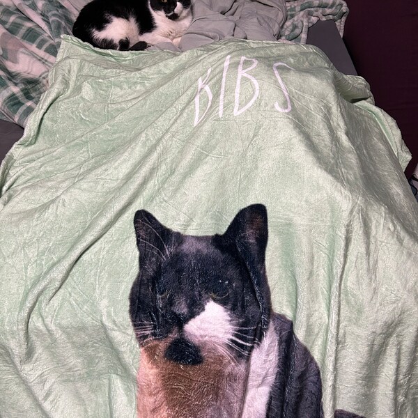 Custom Pet Photo Blanket With Text, Paw Print Blanket, Personalized Dog ...