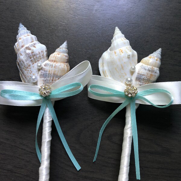 Handmade Seashells Wedding Bouquet. Turquoise and Ivory Wedding Bouquet ...