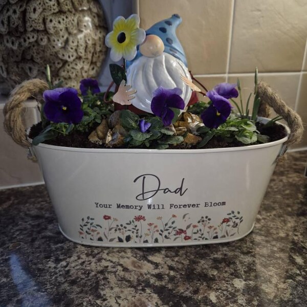 Personalised Memorial Planter, Memorial for Dad, Grandad, Cemetery ...
