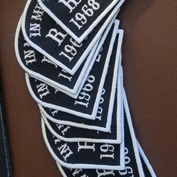 Custom Embroidered Patch - Top and Bottom Ribbon Rocker Motorcycle ...