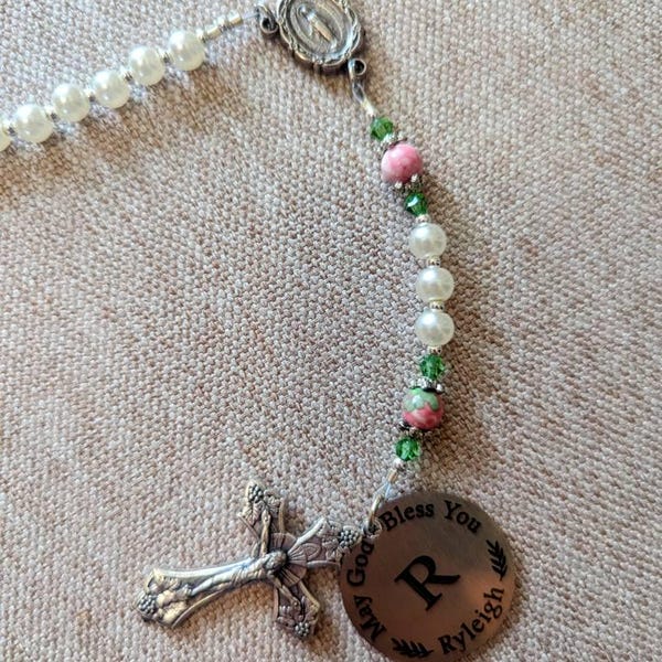 Personalized First Communion Rosary, Girl Rosary, Custom Engraved Name ...