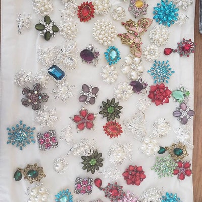 Light Pink Rhinestone Brooch Crystal Brooch Flower Brooch Wedding ...