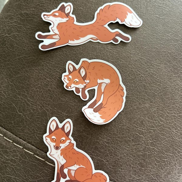 Fox Vinyl Stickers (pack of 3) - Cute Waterproof Fox Sticker Pack - Etsy