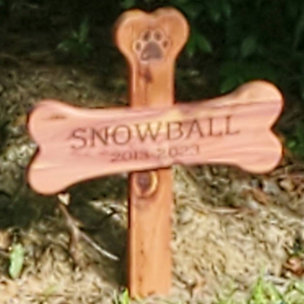 Dog Memorial Cross | Custom Dog Bone Cross | Personalized Pet Grave ...