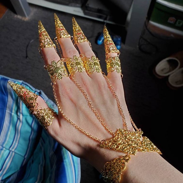 Hand Armor "mahafsoun" Metal Glove With Claw Rings Gothic Gift Ideas ...
