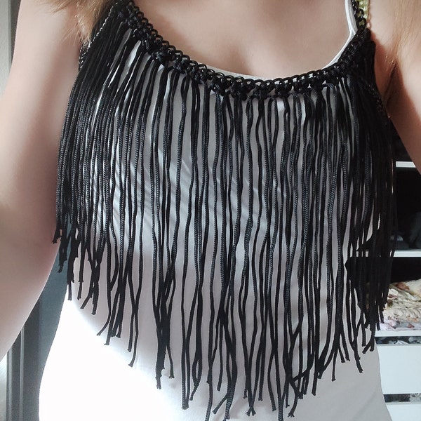 Fringed Black Bra Macrame - Tasseled Festival Bra - Bra Top - Body ...