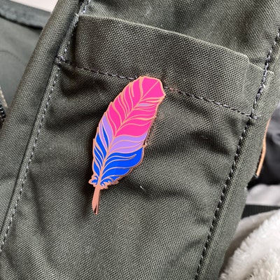 Bi Bisexual Pride Feather Enamel Pin LGBT - Etsy