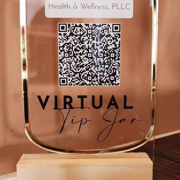 Virtual Tip Jar QR Code Sign With Stand | Tips Accepted Sign | Scan to ...
