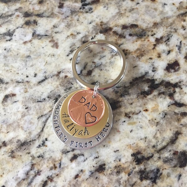 Personalized Dad Key Chain, A Son's First Hero Key Chain, Dad Gift,gift ...