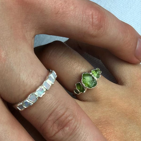 Kyanite Shield Ring Green Raw Crystal Crown Ring Natural Rough Kyanite ...
