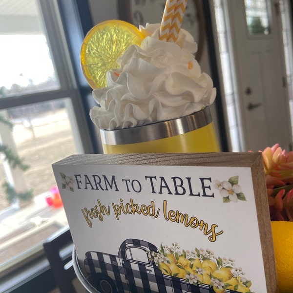 Fresh Picked Lemons Wooden Block Sign, Farm to Table Lemons, Lemon ...