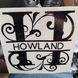 Monogram Car Decal/monogram Decal/split Letter Decal/ Laurel | Etsy