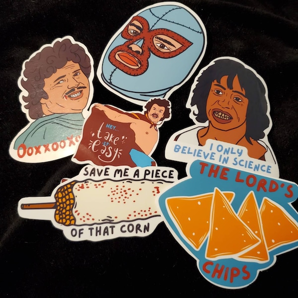 6 Pack Nacho Stickers, Funny Stickers, Mexican Luchador Sticker, Hydro ...