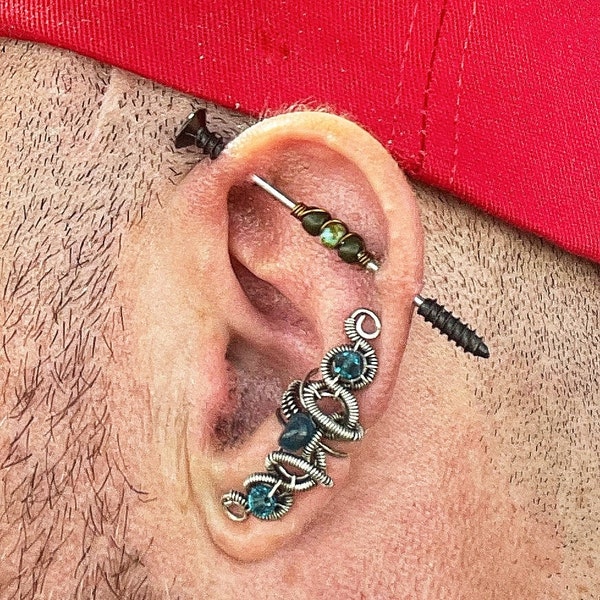 Custom Sterling Silver Ear Cuff With Gemstone - Etsy