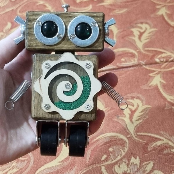 Student Cute Gift Handmade Wooden Robot , Sculpture, Quirky Decor ...