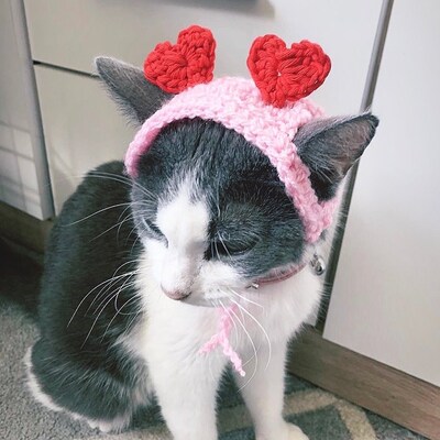 Crochet Pattern: Valentines Day Heart Headband for Cats With Ear Holes ...