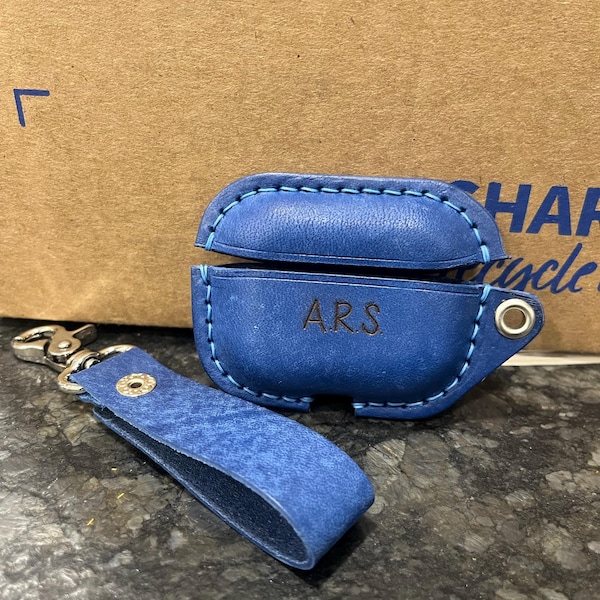 Leather Airpods Case: Brown Monogrammed AirPod Cover With Strap ...