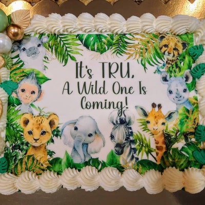 Jungle Zoo Safari Animals Edible Image Gender Reveal Themed Baby Shower ...